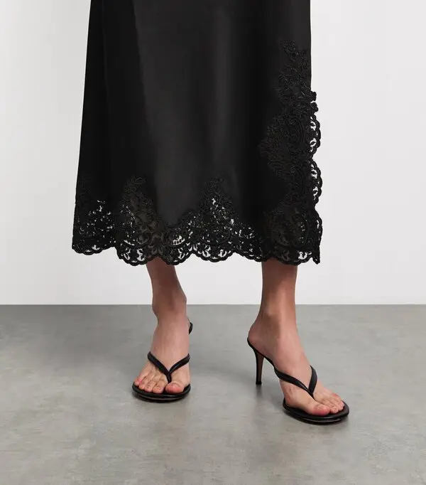 ME+EM Satin Lace-trim Maxi Skirt - Black