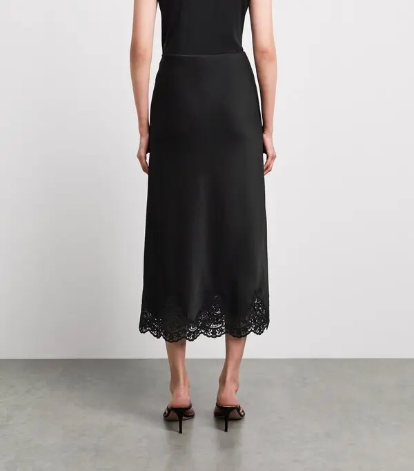 ME+EM Satin Lace-trim Maxi Skirt - Black