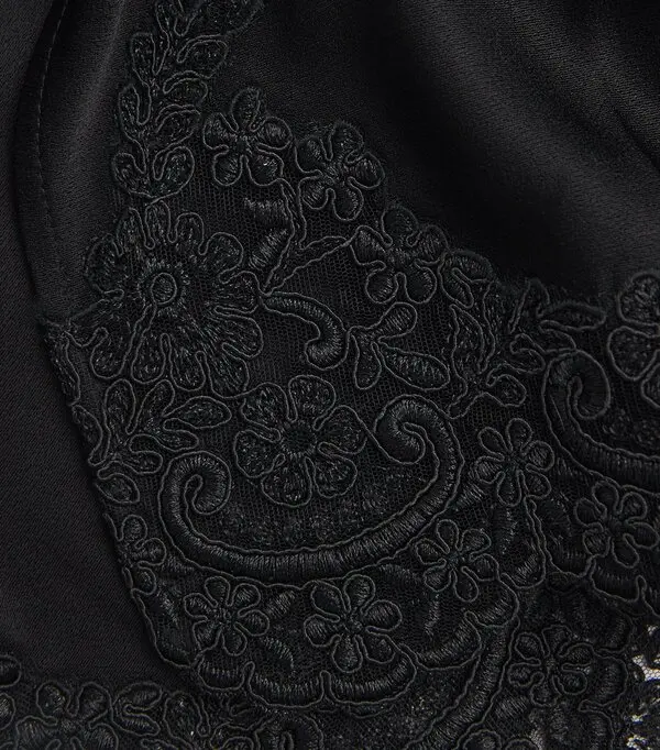 ME+EM Satin Lace-trim Maxi Skirt - Black