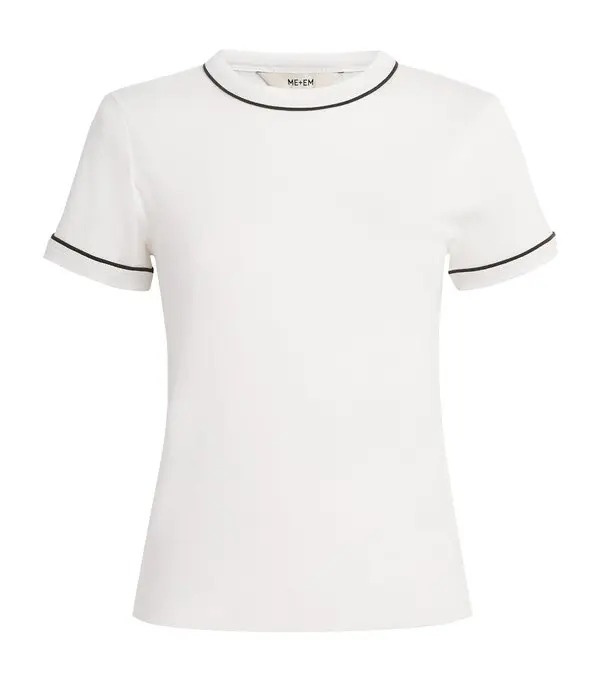 ME+EM Cotton-modal Contrast-trim T-shirt
