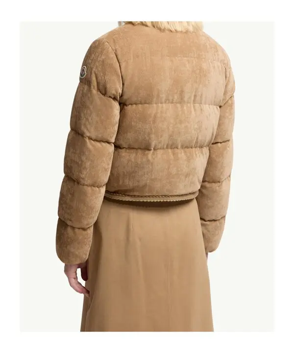 Moncler Essarts Braided Trim Corduroy Short Down Jacket - Light Brown