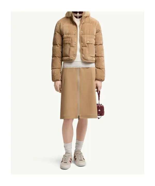 Moncler Essarts Braided Trim Corduroy Short Down Jacket - Light Brown