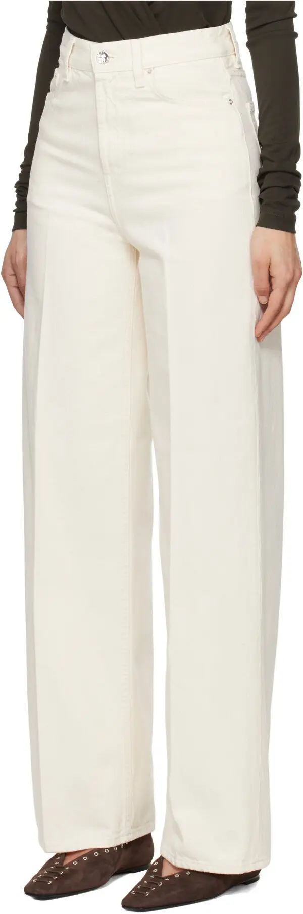 TOTEME Logo Patch Wide Leg Jeans