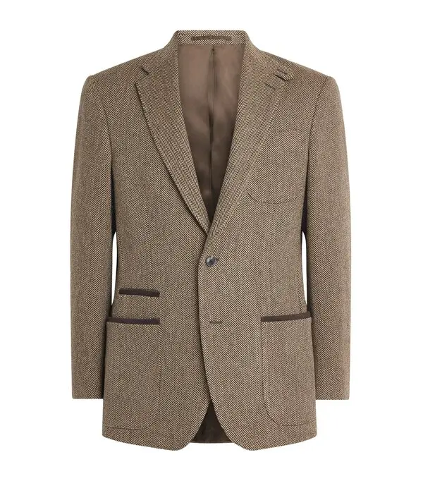 Purdey Wool Tweed Herringbone Atholl Blazer
