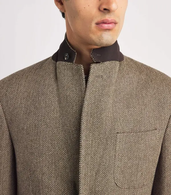 Purdey Wool Tweed Herringbone Atholl Blazer
