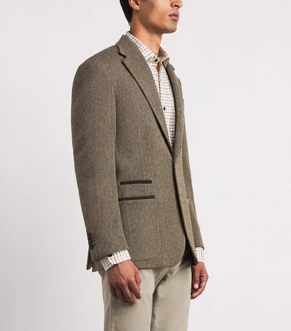 Purdey Wool Tweed Herringbone Atholl Blazer
