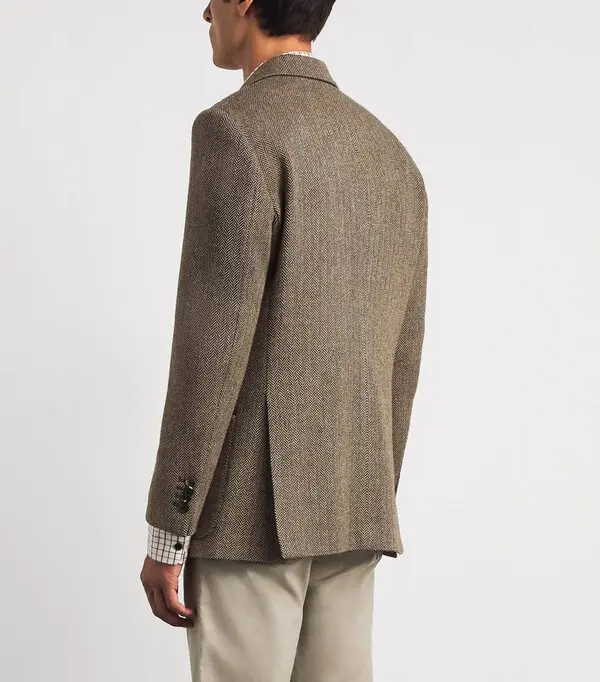 Purdey Wool Tweed Herringbone Atholl Blazer
