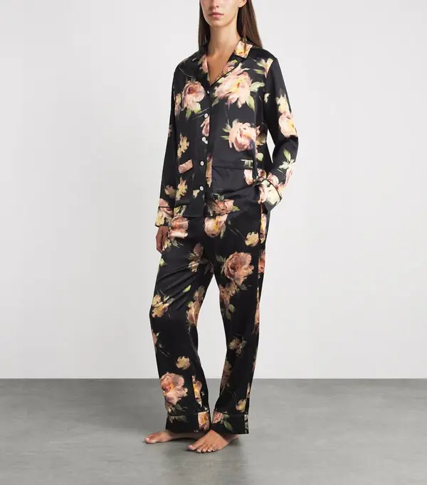 Harrods Silk Midnight Rose Pyjama Set