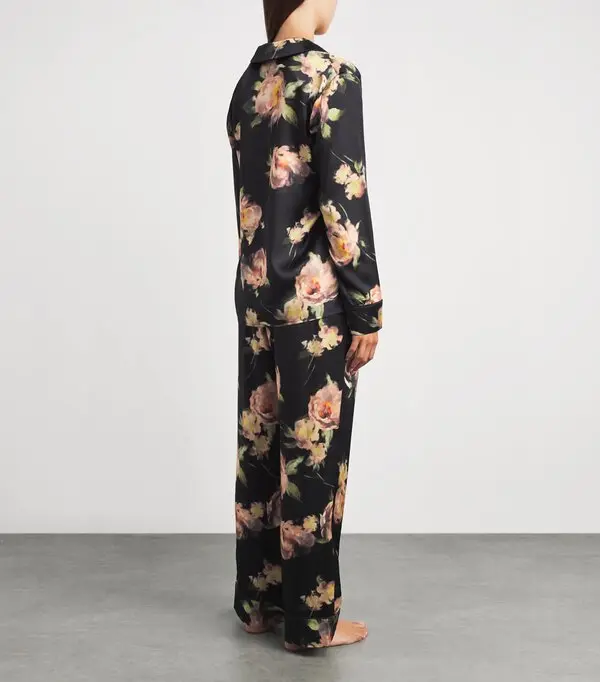 Harrods Silk Midnight Rose Pyjama Set