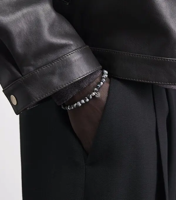 Tateossian Sterling Silver And Obsidian Stonehenge Bracelet