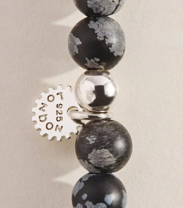 Tateossian Sterling Silver And Obsidian Stonehenge Bracelet