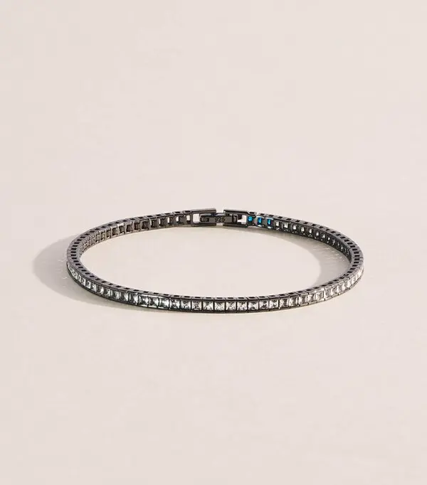 Tateossian Rhodium-plated Sterling Silver Quadro Tennis Bracelet - White