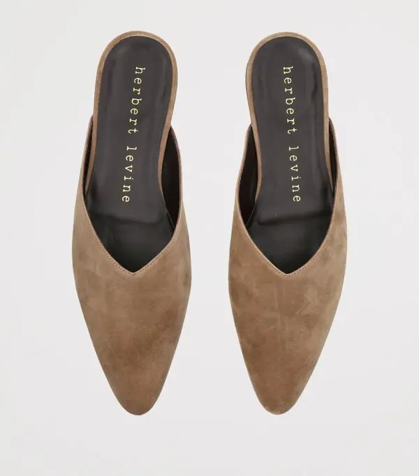 HERBERT LEVINE Suede Home Body Mules - Brown
