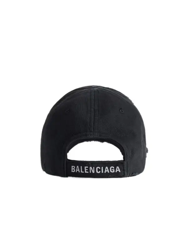 Balenciaga Slogan Embroidered Distressed Cap