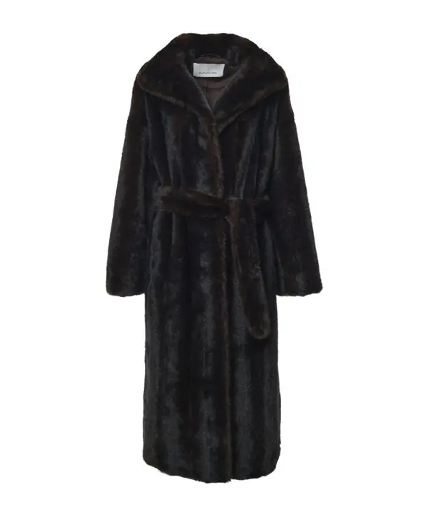 THE FRANKIE SHOP Belted Faux Fur Coat - Brown