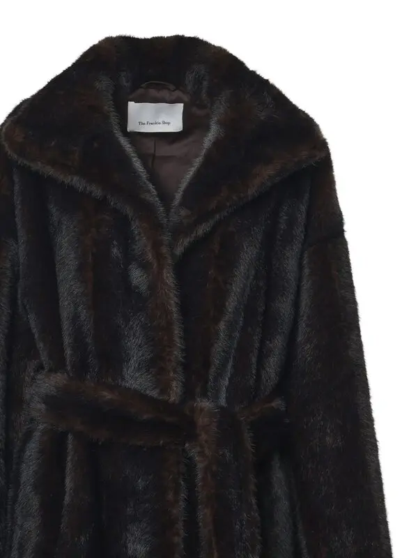 THE FRANKIE SHOP Belted Faux Fur Coat - Brown