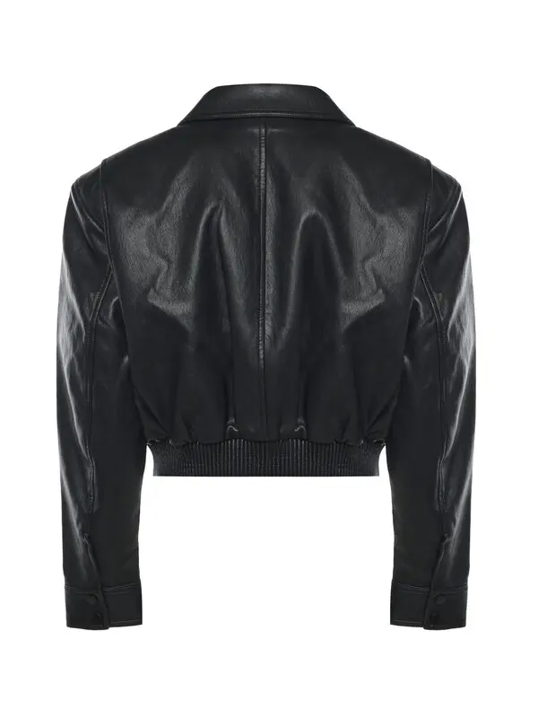 THE FRANKIE SHOP Cropped Lapel Leather Moto Jacket