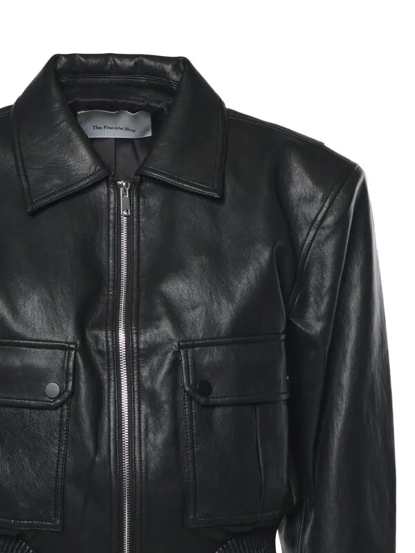 THE FRANKIE SHOP Cropped Lapel Leather Moto Jacket