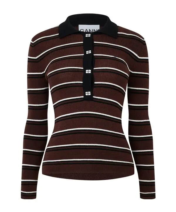 GANNI Merino Polo - Black