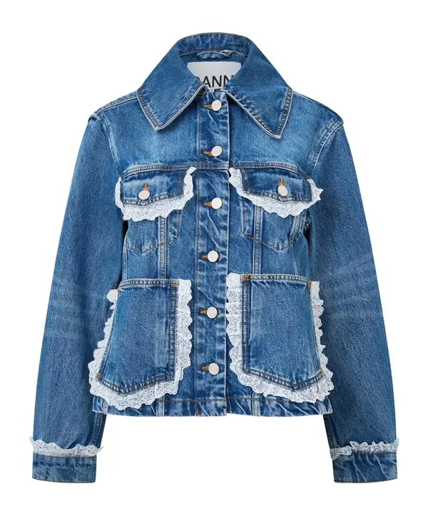 GANNI Denim Lace Jacket - Blue