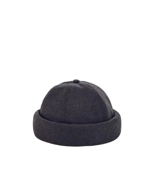 Giorgio Armani Docker Hat In Wool And Cashmere With Leather Details