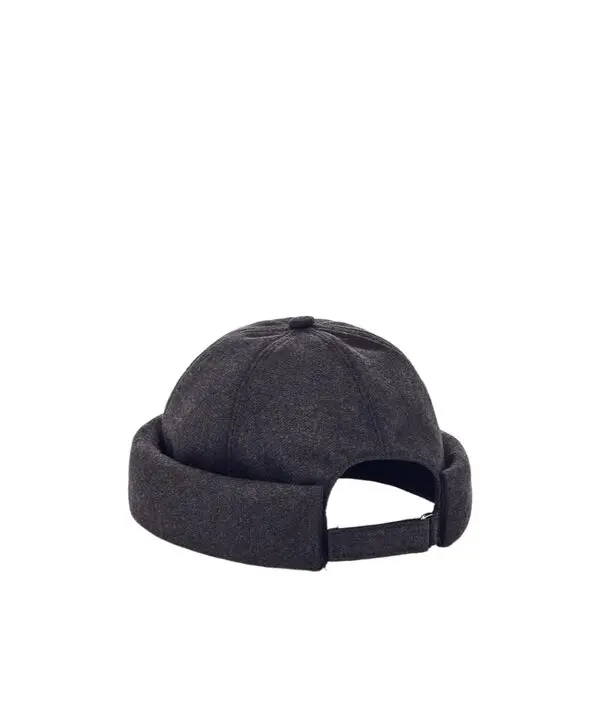 Giorgio Armani Docker Hat In Wool And Cashmere With Leather Details