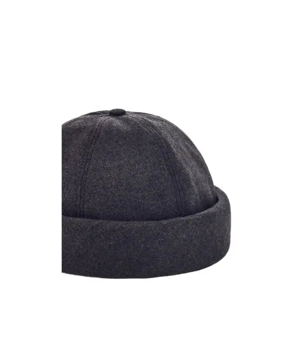 Giorgio Armani Docker Hat In Wool And Cashmere With Leather Details