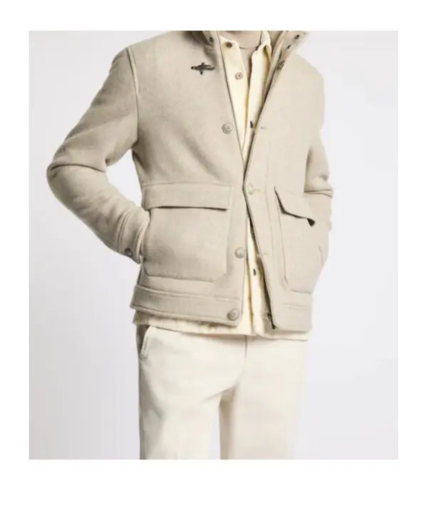 FAY Wool Herringbone Bomber Jacket