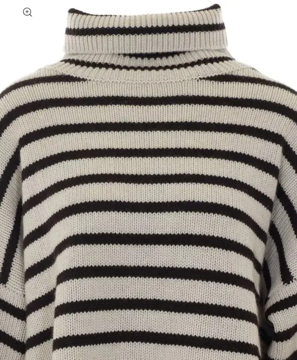 LISA YANG Striped Roll-neck Sweater - Beige/black