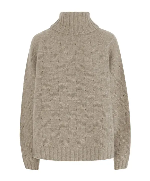 ALLUDE Geometric Pattern Turtleneck Sweater