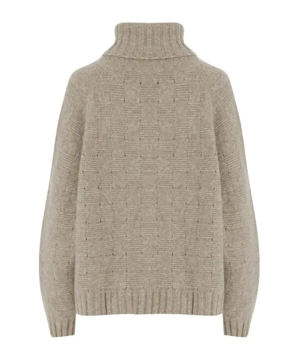 ALLUDE Geometric Pattern Turtleneck Sweater