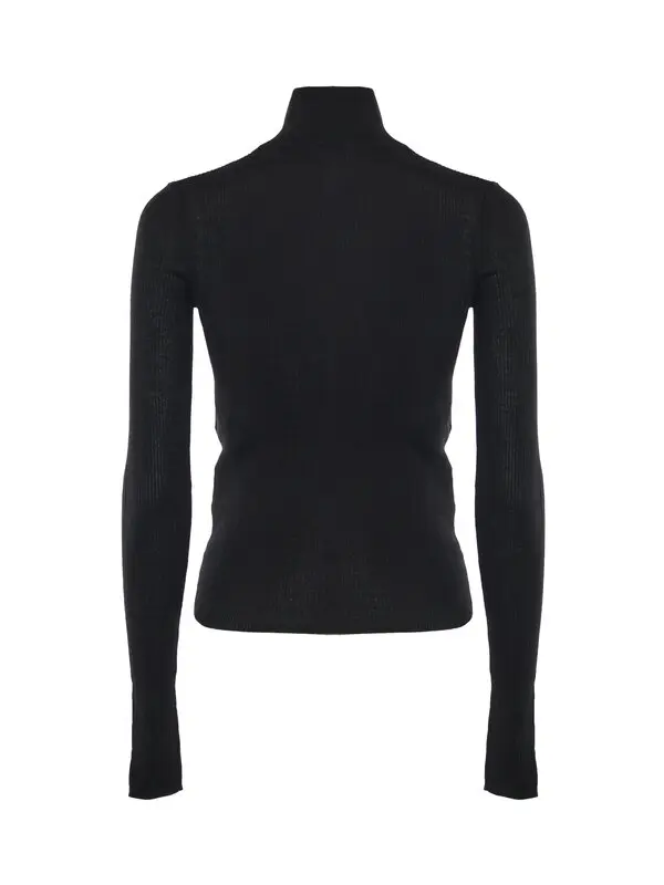 THE FRANKIE SHOP Half Zip Turtleneck Slim Knit Top