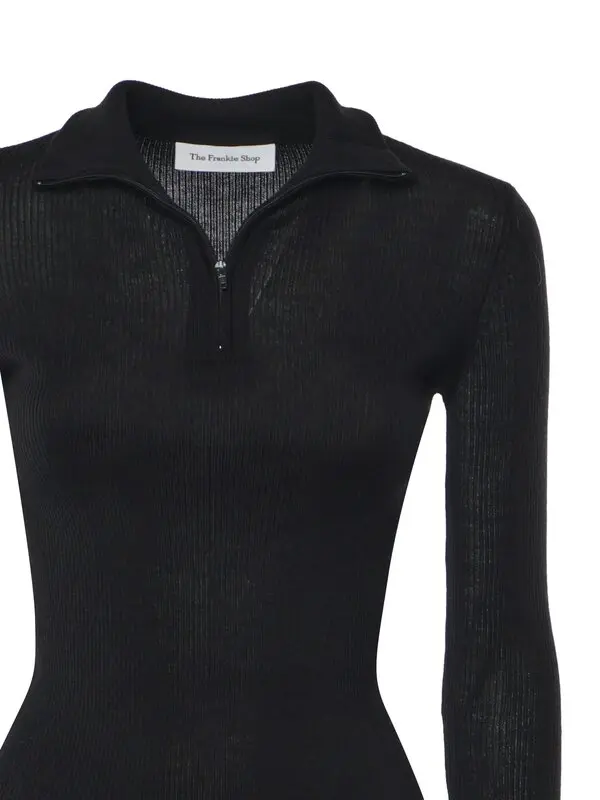 THE FRANKIE SHOP Half Zip Turtleneck Slim Knit Top