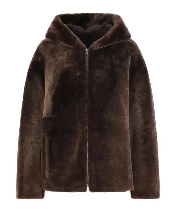 YVES SALOMON Shearling Casual Jacket - Brown