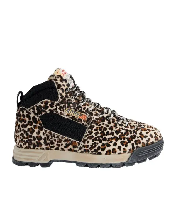 AUTRY Leopard-print High-top Round-toe Sneakers