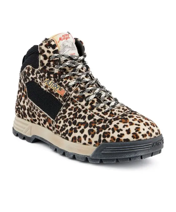 AUTRY Leopard-print High-top Round-toe Sneakers