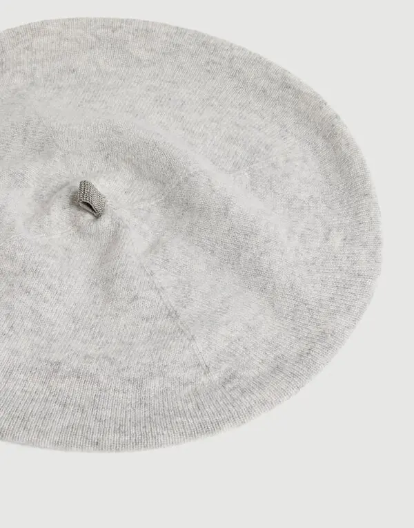 Brunello Cucinelli Monili-embellished Knitted Beret - Pebble