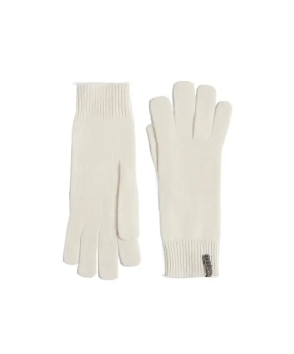 Brunello Cucinelli Cashmere Knit Gloves With Monili - Panama