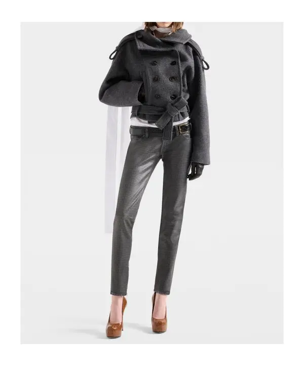 7 For All Mankind Double-breasted Cropped Wool Coat With A High Neck