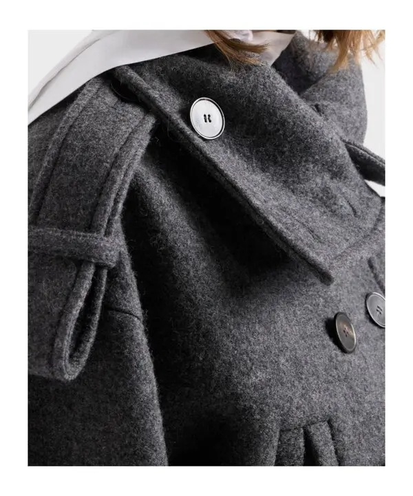 7 For All Mankind Double-breasted Cropped Wool Coat With A High Neck