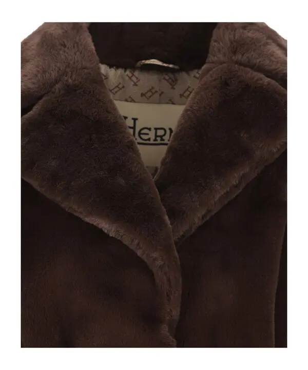 Herno Long-sleeved Faux Fur Coat