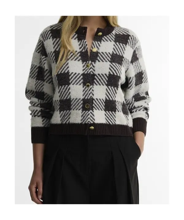 Barbour Gingham Check Knit Cardigan