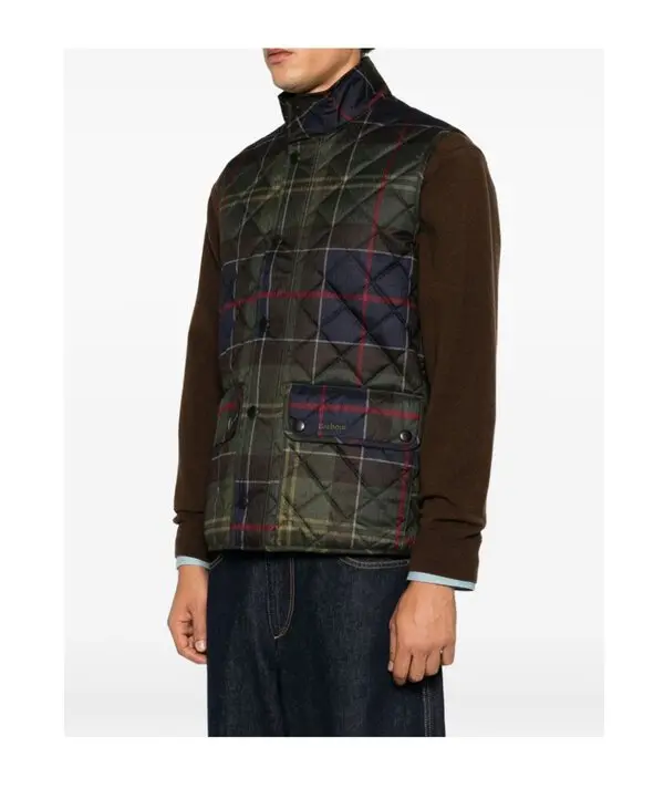 Barbour Tartan Pattern Quilted Waistcoat