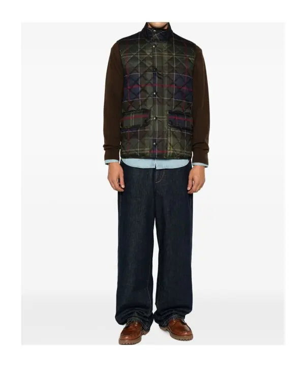 Barbour Tartan Pattern Quilted Waistcoat