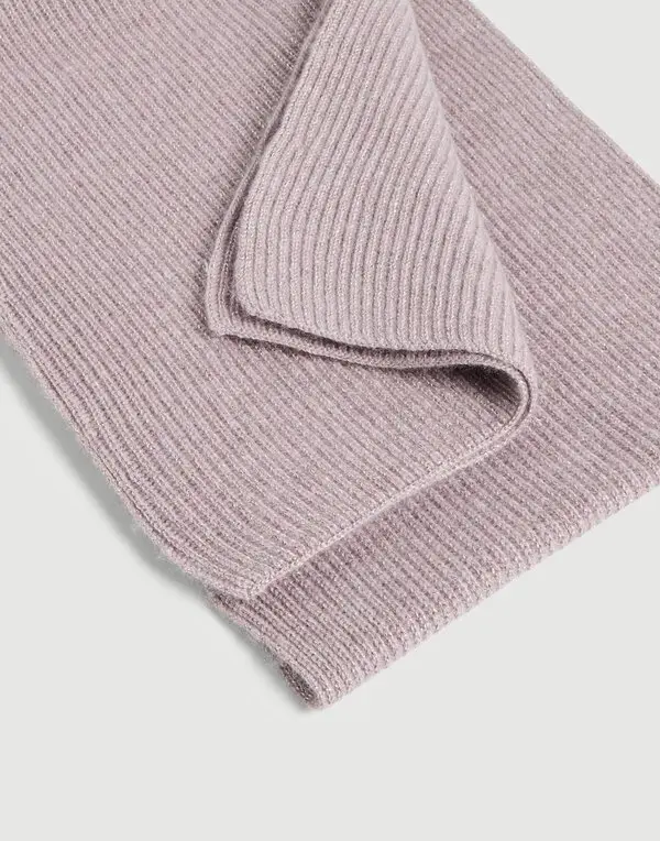 Brunello Cucinelli Sparkling Cashmere English Rib Knit Scarf