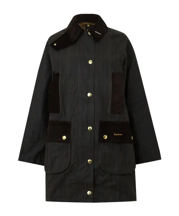 Barbour Check Corduroy Trim Wax Coat