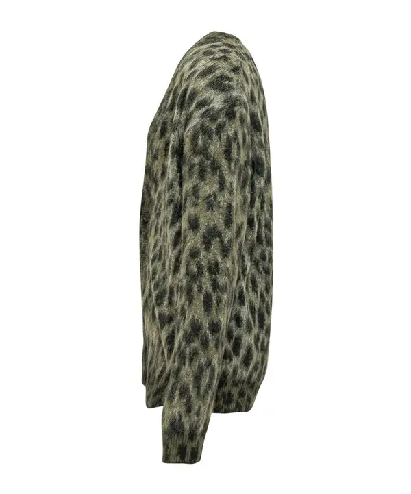 LANEUS Leopard Print V-neck Cardigan