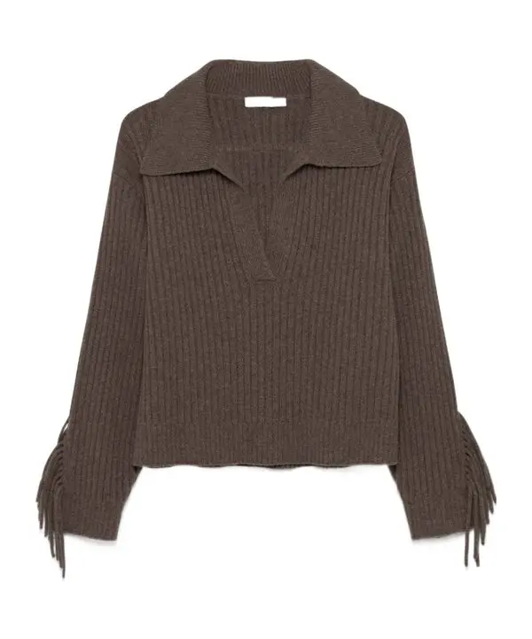 Simkhai Fringe Knit Top - Brown