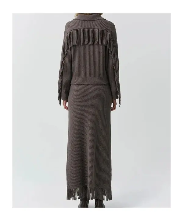 Simkhai Fringe Knit Top - Brown