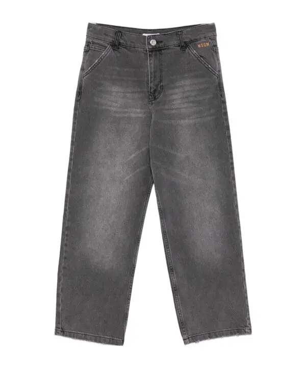 MSGM Faded-effect Logo-embroidered Jeans